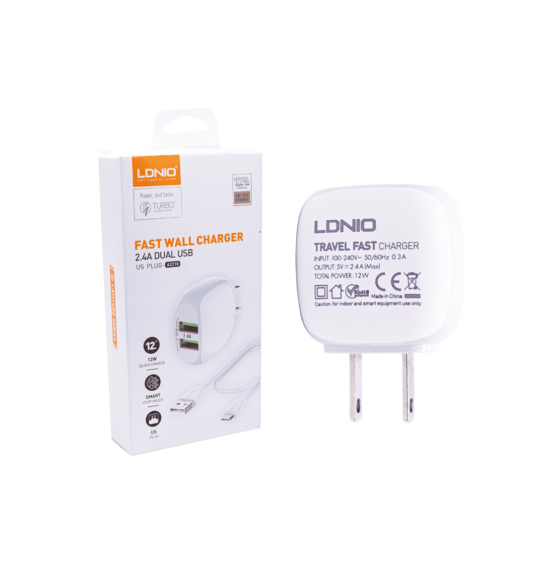 CARGADOR LDNIO A2218 12W 2P USB + cab USB-IPH - Tienda Ecuador