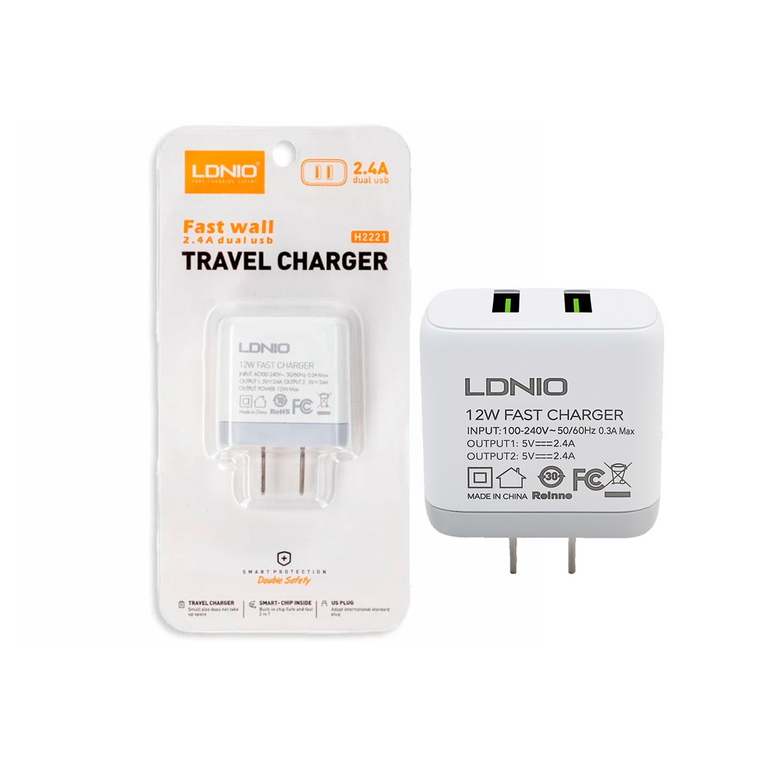 CARGADOR LDNIO H2221 12W 2USB SOLO CUBO - Tienda Ecuador